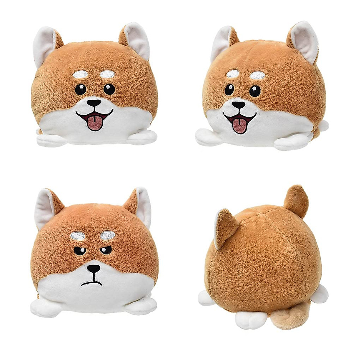 pohthe Reversible Plushie Corgi Dog Stuffed Animal Reversible Mood Shiba Inu Plush Double-Sided Flip Show Your Mood !