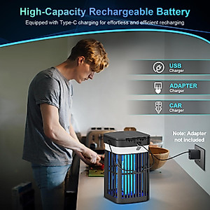 PhatroyYee Solar Bug Zapper Outdoor, 2024 Upgraded Mosquito Zapper Outdoor Solar Powered, Cordless Electric Bug Zapper Indoor w/Night Light, Waterproof Fly Zapper for Patio Backyard Kitchen Camping