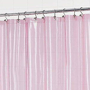 Shower Curtain Liner - Premium Clear Pink PEVA Shower Liner with 3 Magnets and Metal Grommets, Waterproof Lightweight Plastic Standard Size Shower Curtains for Bathroom - Translucent Pink