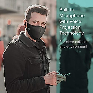Hubble MaskFone, Face Mask for Protection, Wireless Headphones & Mic, Volume Control,12H Battery, Alexa Compatible, Face Mask for Cold Weather, Working, Running, Airborne disease, Gift for men & women, Size M/L