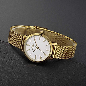 IBSO Women Stainless Steel Band Watches Ladies Quartz Wristwatches Waterproof Mesh Bracelet Watch Relogio Feminino (3636 Gold)