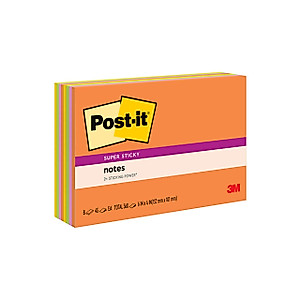 Post-it Super Sticky Notes,6x4 in, 8 Pads, 2x the Sticking Power, Energy Boost Collection, Recyclable (622-8SSMIA) , 1 7/8" x 1 7/8" , Assorted