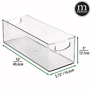 mDesign Plastic Video Game Organizer - Game Storage Holder Bin with Handles for Media Console Stand, Closet Shelf, Cabinets, Tower, and Bookshelves - Holds Disc, Video Games, Head Sets - 2 Pack, Clear