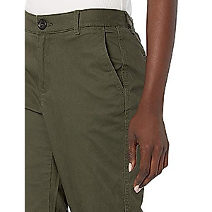 Amazon Essentials Women's Stretch Twill Chino Pant (Available in Classic and Curvy Fits), Dark Olive, 10