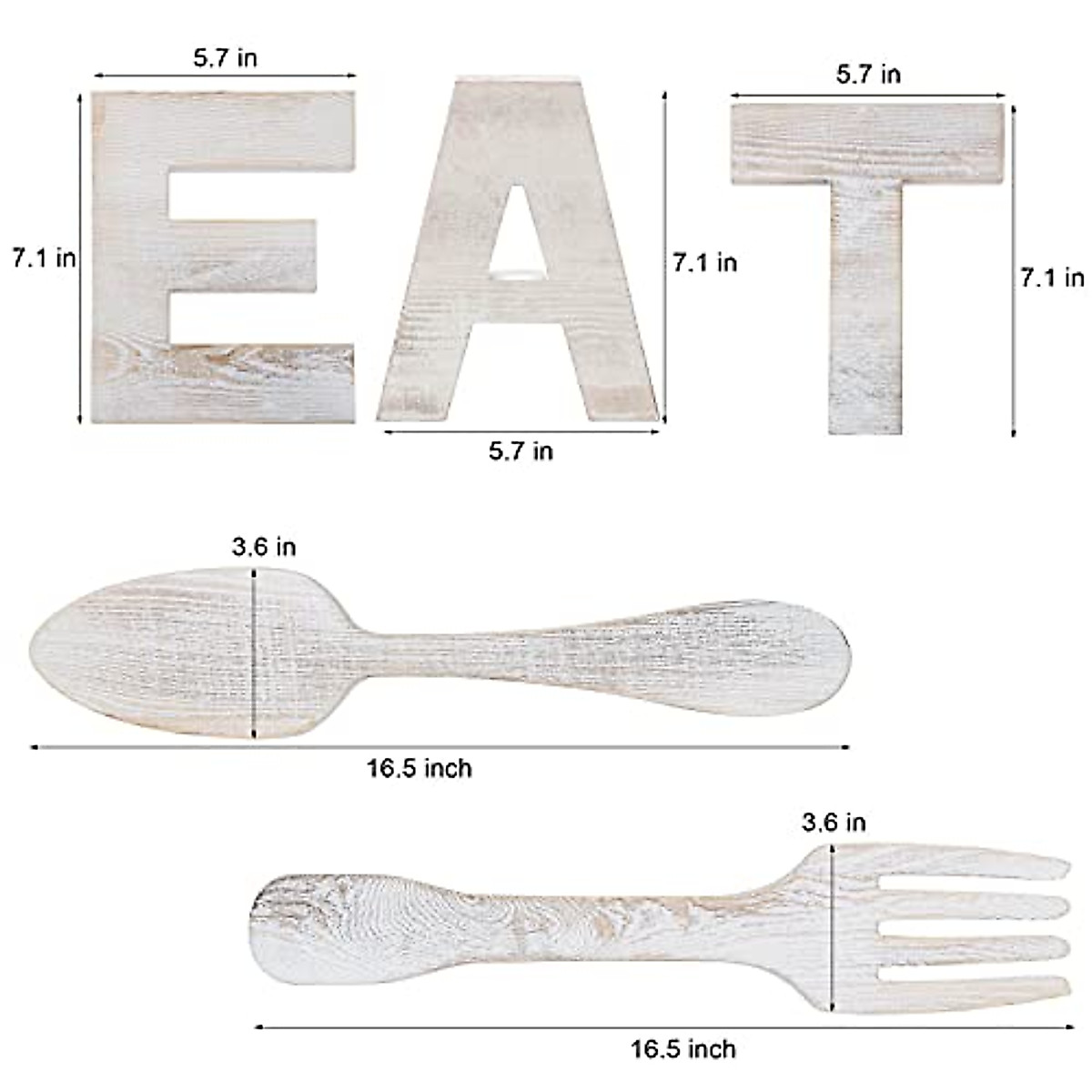 LOSOUR Farmhouse Kitchen Wall Decor, Farmhouse Decor EAT Sign + Fork and Spoon, Wooden Letters for Rustic Wall Decor (EAT Sign + Fork and Spoon)