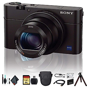 Sony Cyber-Shot DSC-RX100 IV Camera DSCRX100M4/B with Soft Bag, Tripod, Additional Battery, 64GB Memory Card, Card Reader, Plus Essential Accessories