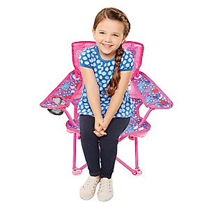 JAKKS Pacific Minnie Camp Chair for Kids, Portable Camping Fold N Go Chair with Carry Bag, Minnie - Bows