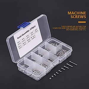 Walfront 320pcs M2 Machine Screws Set Fasteners Reinforcement Tool For Laptop/Hard Disk/Keyboard/Phone/PC, Fastener
