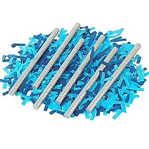Battife 6Pack Gender Reveal Confetti Wands, Blue Confetti Shoot Poppers, Tissue Paper Confetti Flick Flutter Sticks for Boy Baby Born Shower Party Decorations Supplies - Blue 14inch