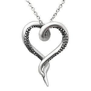 Controse Women's Silver-Toned Heart Shaped Stainless Steel Sea Lover Octopus Necklace 31"