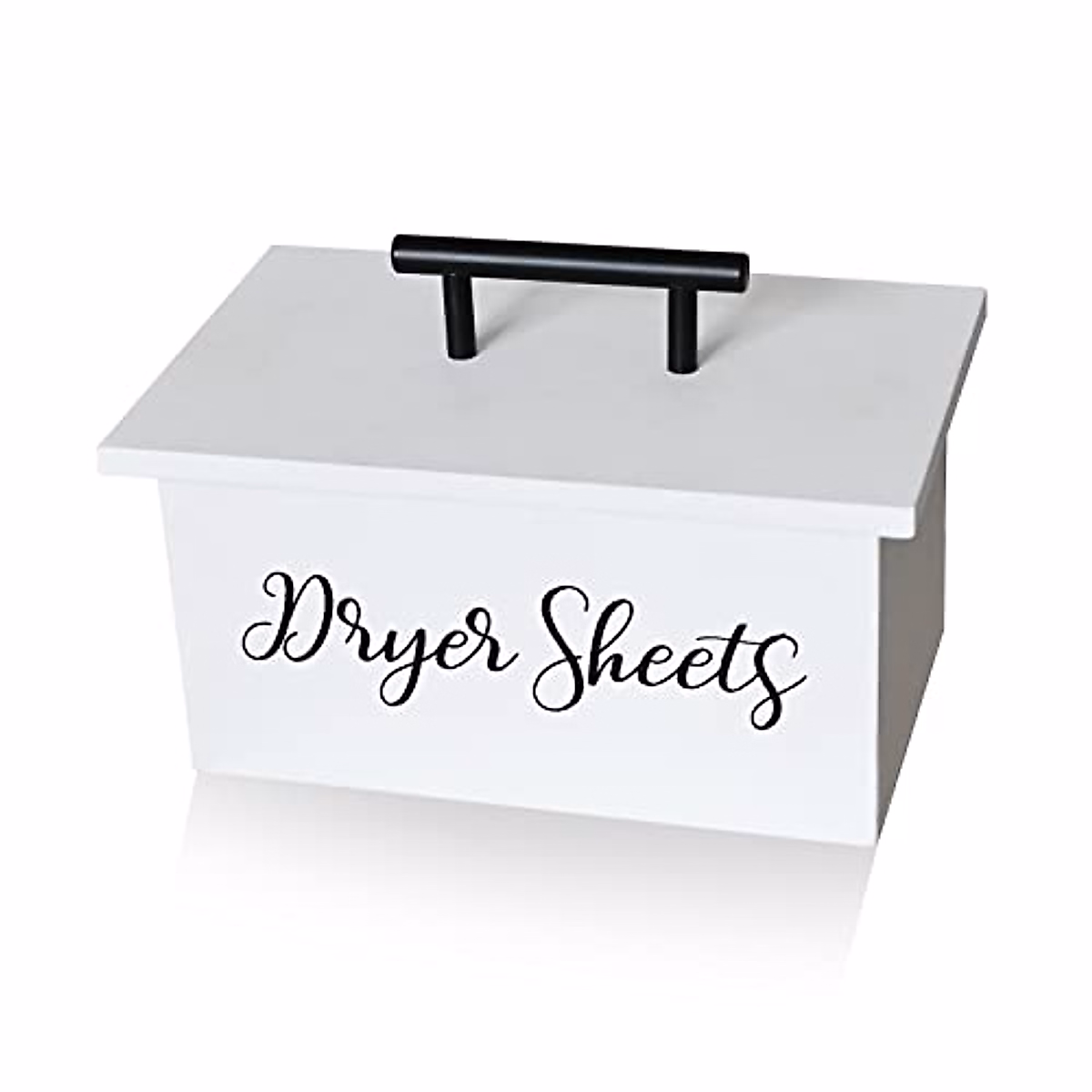 Dryer Sheets Holder, Farmhouse Dryer Sheets Dispenser, Wood Container Box with Lid, Rustic Caddy, Fabric Softener Storage Bin for Laundry Room Decor Organizer