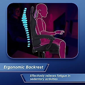 Gaming Chair Office Chair Desk Chair with Footrest Lumbar Support Headrest Armrest Task Rolling Swivel Ergonomic E-Sports Adjustable PC Gamer Chair (Purple)