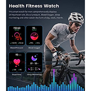 LIGE Smart Watches for Men Make Calls with 1.96in IPS Big Screen 400mAh Long-Lasting Battery IP68 Waterproof Fitness Tracker Heart Rate Blood Oxygen Android iPhone Tactical Smartwatch for Men