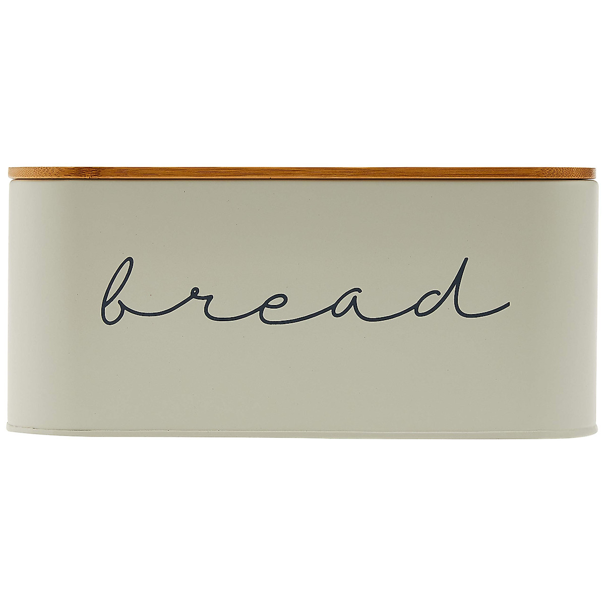 Bloomingville Metal Bread Bin With Bamboo Lid, 11.75"L x 7"H, Grey