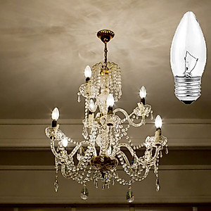 lingruiyi 40W Incandescent Torpedo Tip Chandelier with Crystal Clear Incandescent Light Bulbs,Flame Tip Light Bulbs, Tip Light Bulb and Medium E26 Candelabra Base (8PACK)