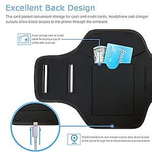 iPhone 15 Pro, 14 Pro, 13 Pro, 12 Pro Armband with Airpods Holder, JEMACHE Gym Workouts Running Arm Band for iPhone Xs 11Pro 12Pro 13Pro 14Pro 15Pro (Dark)