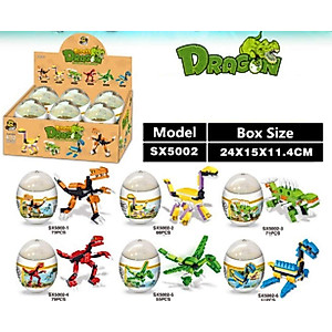 HOCHE 6 Pack Dinosaur Eggs Building Blocks Toys Set Good Gift for Kids, Easter Eggs