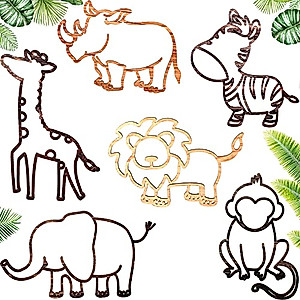 6 Pcs Jungle Animal Woodland Decor Wooden Woodland Animal Safari Nursery Wall Art Animal Theme Wall Decor for Baby Shower Gifts Bedroom Playroom Toddler Classroom Decorations (Jungle)