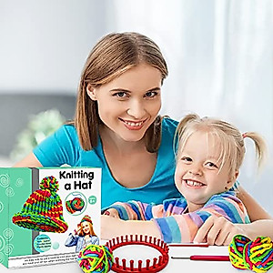 HKKYO Knitting Kit for Beginners Adults, Hat Knitting Loom, Crafts for Girls Kids Ages 8-12, Learn to Crochet Kits for Adults Beginner, Knitting & Crochet Supplies