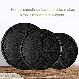 Round Serving Tray, Wood Serving Tray Black Round Tray Serving Dishes, Trays & Platters for Salad Fruit Dessert Cake Snack 11.8*11.8inch