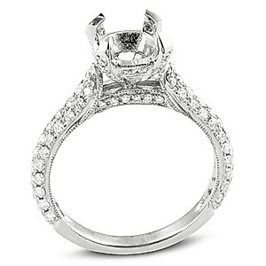 Dazzlingrock Collection 1.05 Carat (Ctw) 18k Round Diamond Semi Mount Round Diamond Engagement Ring (No Center Stone), White Gold, Size 6.5