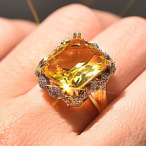 WDIYIEETN Elegant Huge Natural Tanzanite Cocktail Ring 18k Gold Shiny Champagne Topaz CZ Crystal Diamond Ring Women Wedding Engagement Jewelry (9)