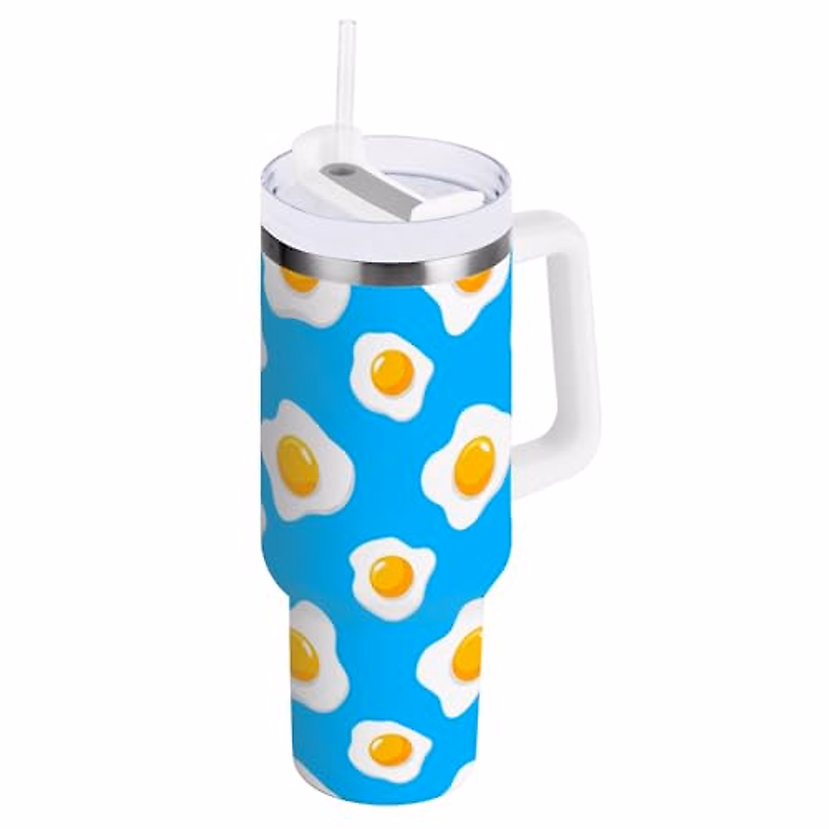 Eggs Blue Stainless Steel Vacuum Insulated Tumbler with Lid and Straw for Water, Insulated Tumbler 30 OZ / 0.89 L