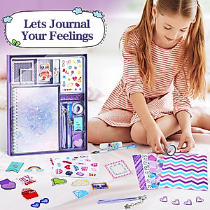 Gifts for Girls Age of 8 9 10 11 12 13 Years Old and Up, Personalized Diary Stuff for Tweens Teens, DIY Journal Set, Decorate Your Planner/Organizer, Journaling Arts Craft Kit, Ideal Girls Toy