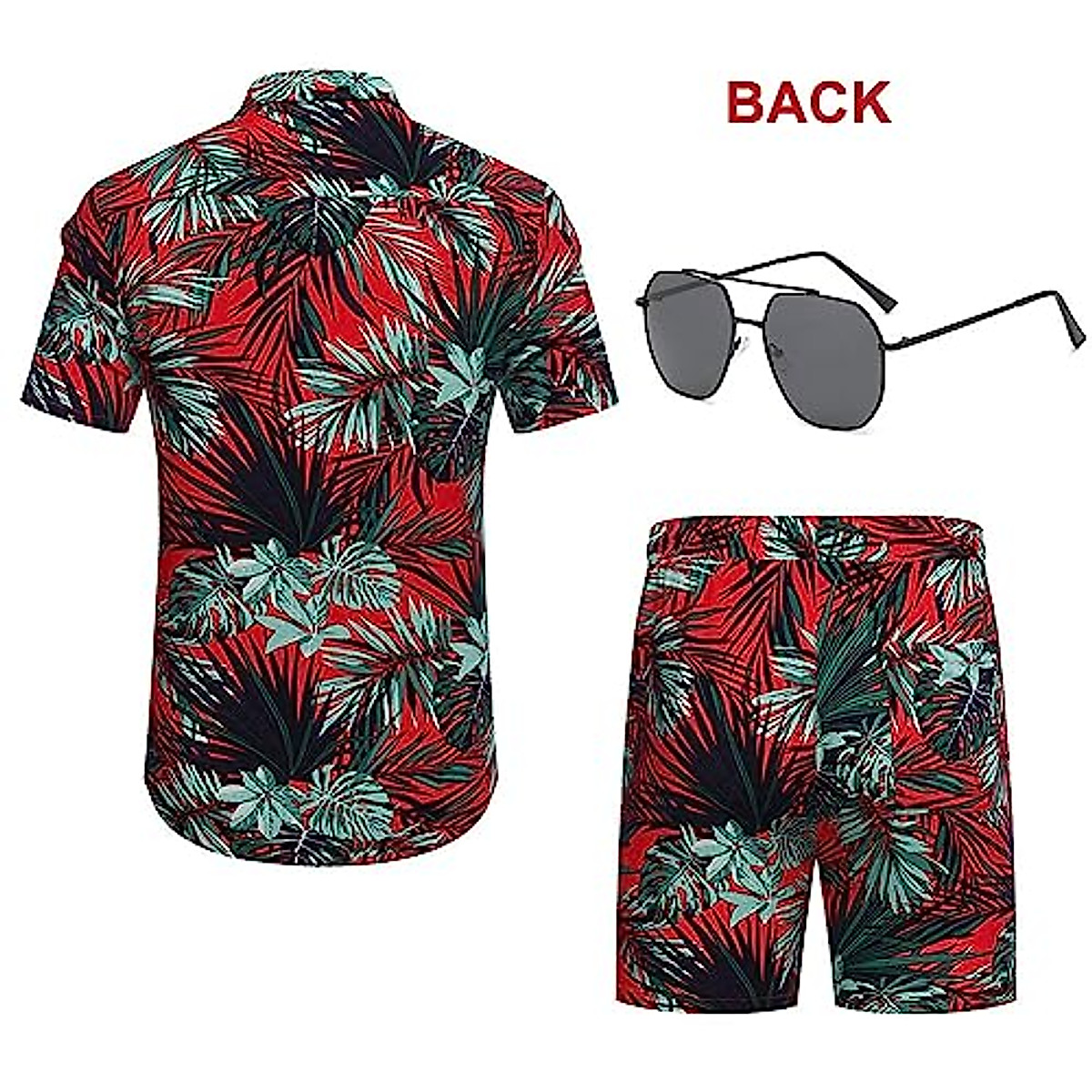 Yaopeing Men's Hawaiian Matching Set,2 Piece Summer Beach Casual Short Sleeve Shirts and Shorts