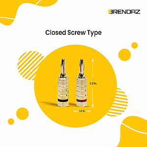 BRENDAZ Speaker Banana Plugs- Closed Screw Type 24k Gold Plated for Speaker Wire, Amplifiers and Sound Systems (5 Pair Banana Plugs) (10 psc)