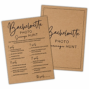 Bachelorette Party Games, Photo Scavenger Hunt Kraft Rustic Bridal Shower Game Card, Wedding/Engagement Party Ideas Activities Supplies Decorations(25 Cards) -A04