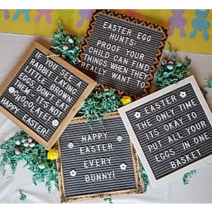 Felt Letter Board with Letters Set and Stand - 10x10 Inch, Dark Gray Color, 340 White Characters and Emoji with Bag - Pregnancy Must Haves, Perfect for a Baby Annoucement! (White/Gray)