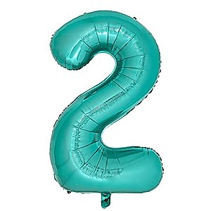Teal Number 2 Balloons 40 Inch Large Turquoise Blue Foil Balloons for Womens Teal Birthday Decorations Little Mermaid 2nd Birthday Party Aqua Number Balloon 2