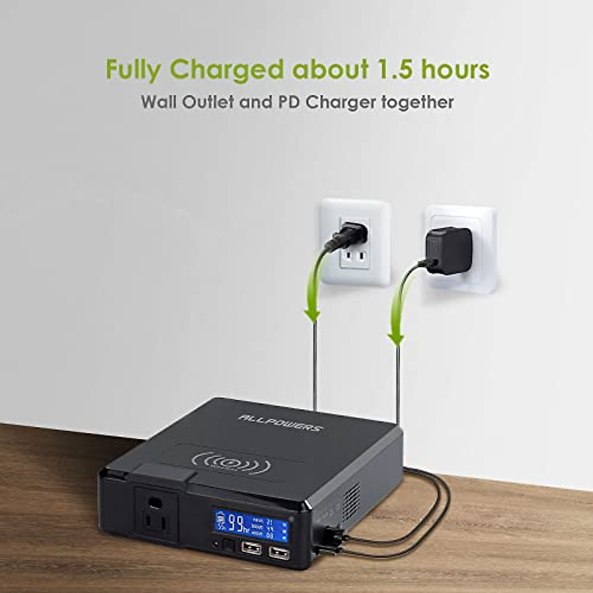 ALLPOWERS Portable Charger 41600mAh Power Bank with AC Outlets USB Wireless 110V200W Laptop Power Bank Fast Charging Battery Pack for Cell Phone Camera Drone