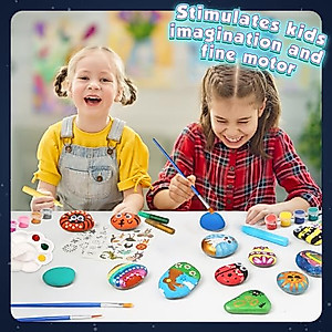 BainGesk Glow in The Dark Rock Painting Kit for Kids, Painting Rock Crafts Set, Arts and Crafts Gifts for ages 6-8, Creative Activities Art Toys for 6, 7, 8, 9, 10, 11, 12 Year Old Kids