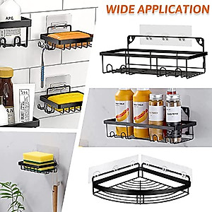 MAYKI Adhesive Hook Strip 4 Packs, Transparent Strong Sticky Adhesive Strips for Shower Caddy, Kitchen Racks, Bathroom Storage Shelves