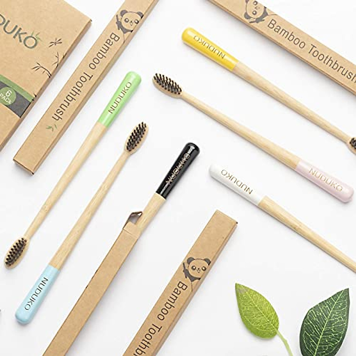 Biodegradable Bamboo Toothbrush, Natural Charcoal toothbrushes Soft Bristle Toothbrush Eco-Friendly Sustainable Toothbrush BPA Free Organic Compostable Travel Toothbrushes Wooden toothbrushes, 6 Pack