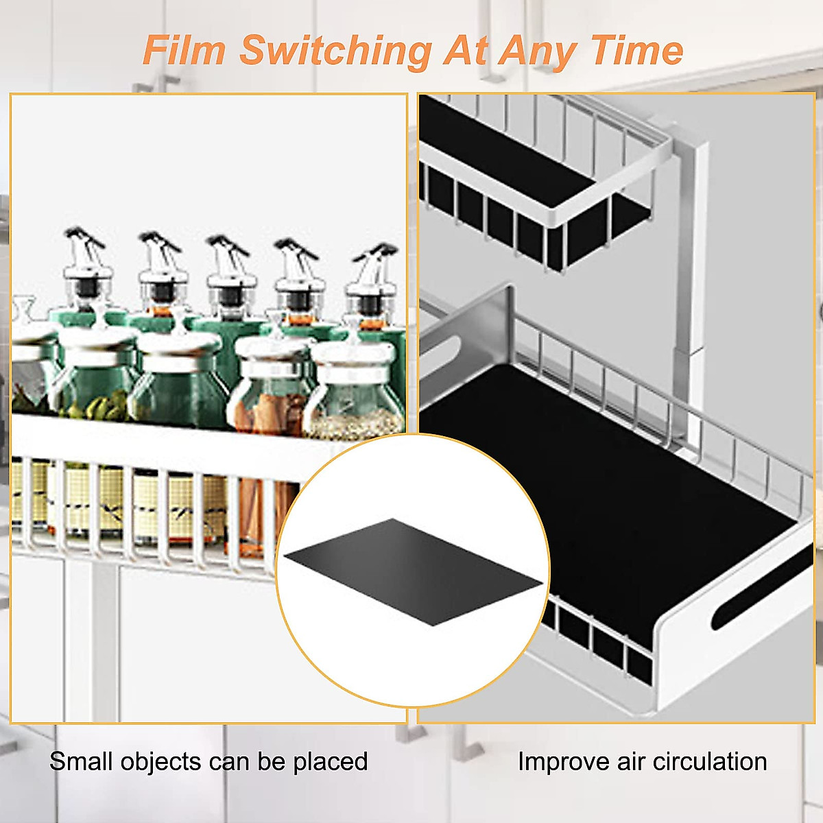 Under Sink Organizer Pull Out Cabinet Organizer 2 Tier Slide Out Sink Shelf Cabinet Storage Shelves Multi-purpose Under Sink Storage for Bathroom Kitchen Desktop (White)