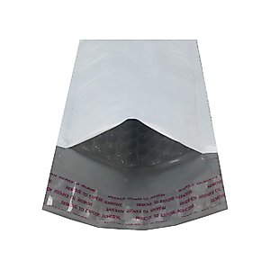 Amazon Basics Poly Bubble Mailer, Self-Seal, 4" x 8" (Internal Size - 3.75" x 7"), 25-Pack, white/grey