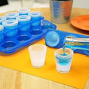 Fairly Odd Novelties 12pc Set-Add Water & Freeze to Make Ice Shot Glasses-Includes Serving Tray, One Size, Blue,FON-10051