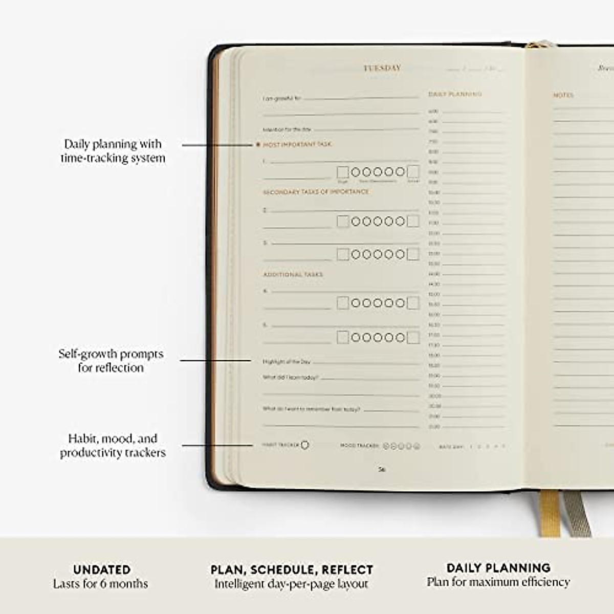 3-Month Productivity Planner, Productivity Tools for Time-Management and Mindfulness, Tear-Out To-Do List, A5 Undated Quarterly Planner, Gray - Intelligent Change