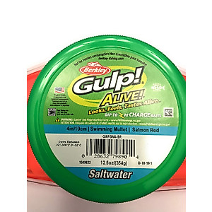 Berkley Gulp! Alive! Saltwater Swimming Mullet Salmon Red 4in | 10cm