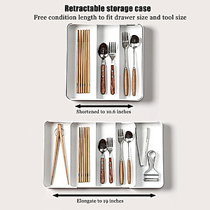 YUWUAR Expandable cutlery organizer in drawer adjustable cutlery storage trays kitchen gadgets