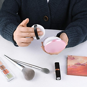 longway Loose Powder Compact Container Empty Portable Plastic DIY Makeup Powder Case, 5g Slim Powder Box with Powder Puff,Mirror and Elasticated Net Sifter (2pcs,pink+sliver)