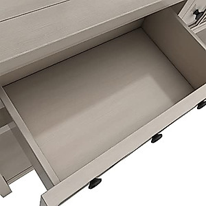 P PURLOVE Rustic Entryway Console Table, Sofa Tables Narrow Long 60 Inch with Two Different Size Drawers and 1 Shelf, Wood 2 Tiers Console Sofa Table, for Living Room Hallway Bedroom, Gray Wash