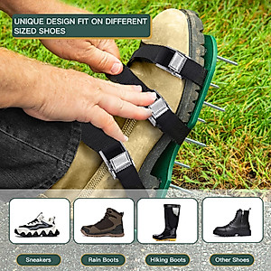 kailund Lawn Aerator Shoes Grass Spike Shoes for Lawn Aeration, Soil Aeration Shoes Grass Aerating Spike Sandals with Heavy Duty Buckle for Aerating Patio Garden Grass Lawn - One Size Fits All