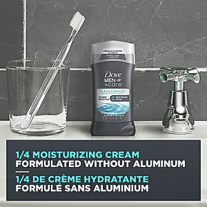 DOVE MEN + CARE Deodorant Stick for Men Clean Comfort 4 Count Aluminum Free 72-Hour Odor Protection Mens Deodorant with 1/4 Moisturizing Cream 3 oz (Pack of 4)
