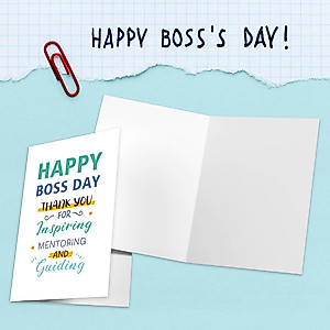 Happy Boss Day Thank You Card, Thank You Card From Employee Staff, Thanks for You Inspiring Mentoring And Guiding