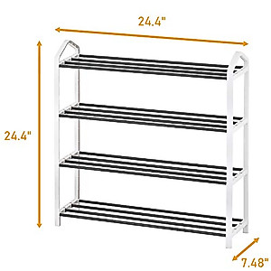 Moxeay 4-Tier Shoe Rack Storage Organizer Stackable Shoe Shelf Freestanding Shoe Rack for Entryway Hallway, Closet, Bedroom, Hold Up to 12 Pairs of Shoes, 24.4"x7.48"x24.4"