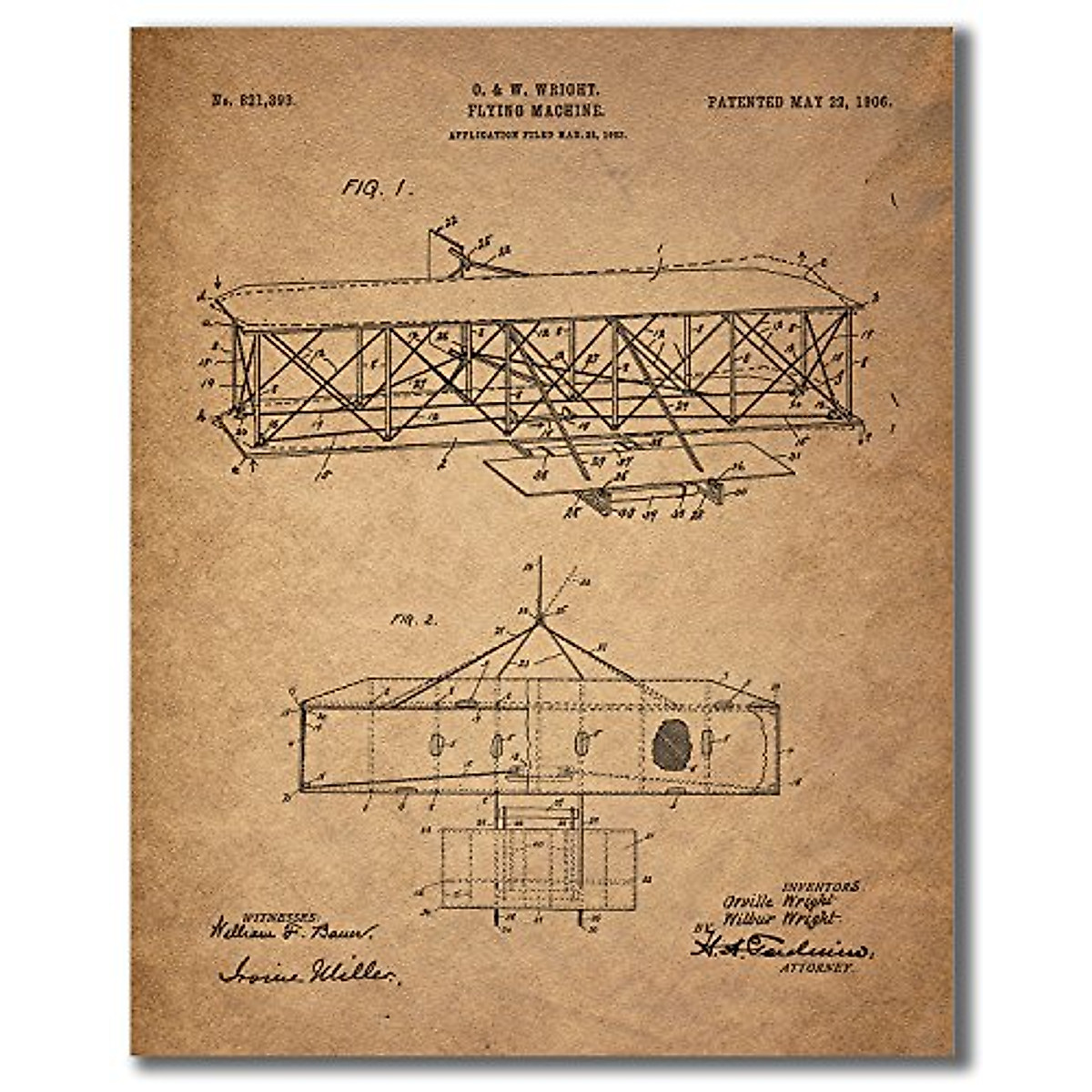 Wright Brothers Patent Prints (8x10 - Set of Four Prints)